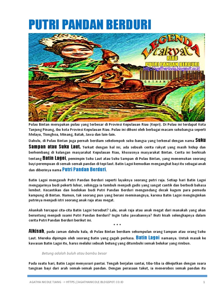 Legenda Riau Putri Pandan Berduri Pdf Pdf