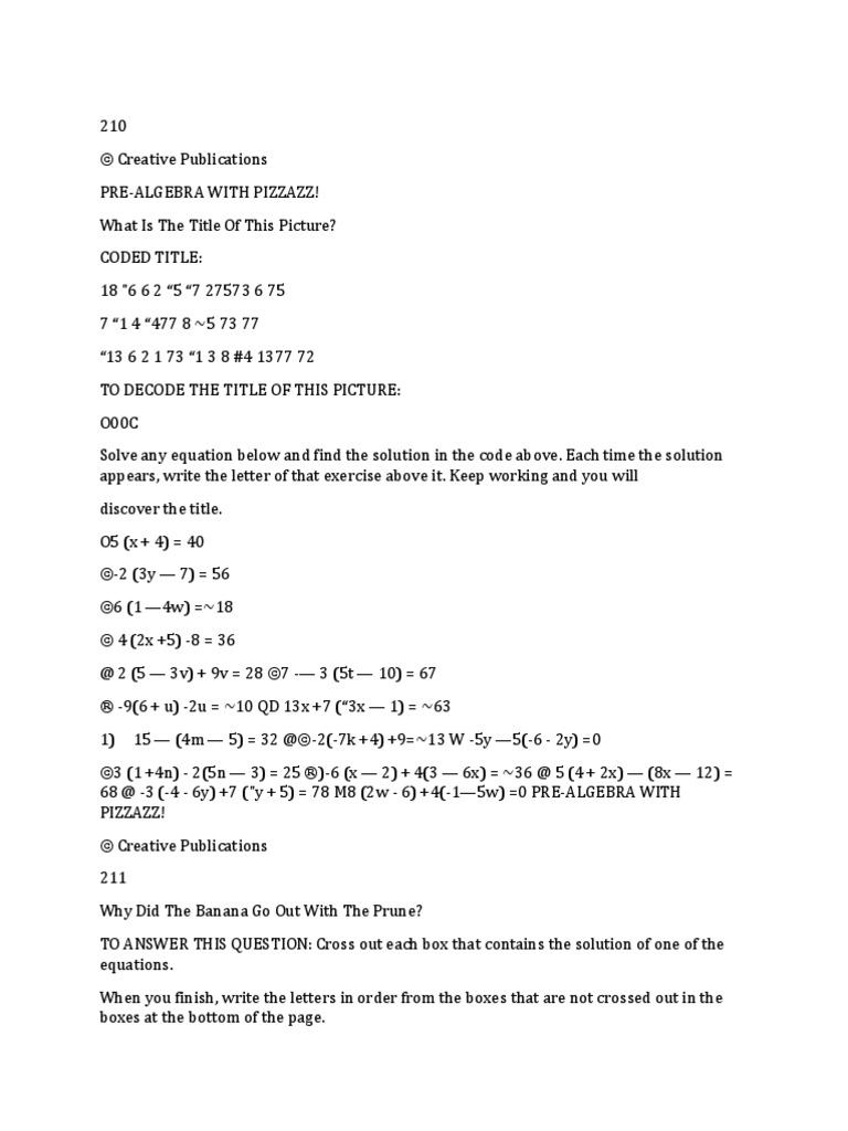 Solving Multi Step Equations Pizzazz Worksheet | PDF | Equations ...