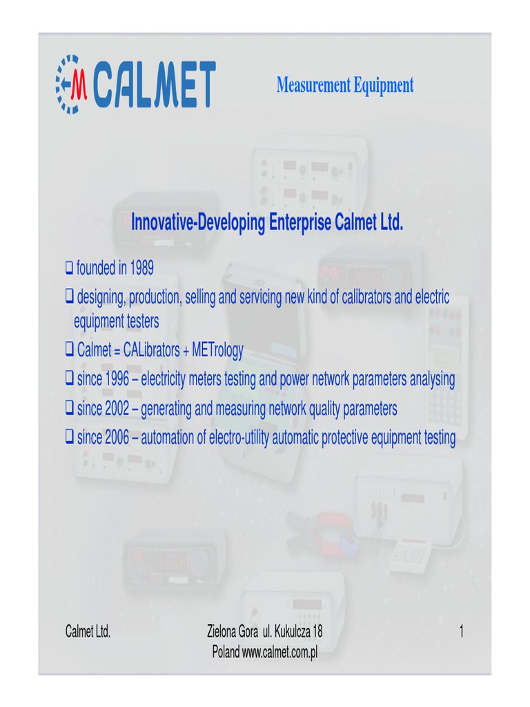 Calmet Ltd. Measurement Equipment Overview | PDF | Alternating Current ...