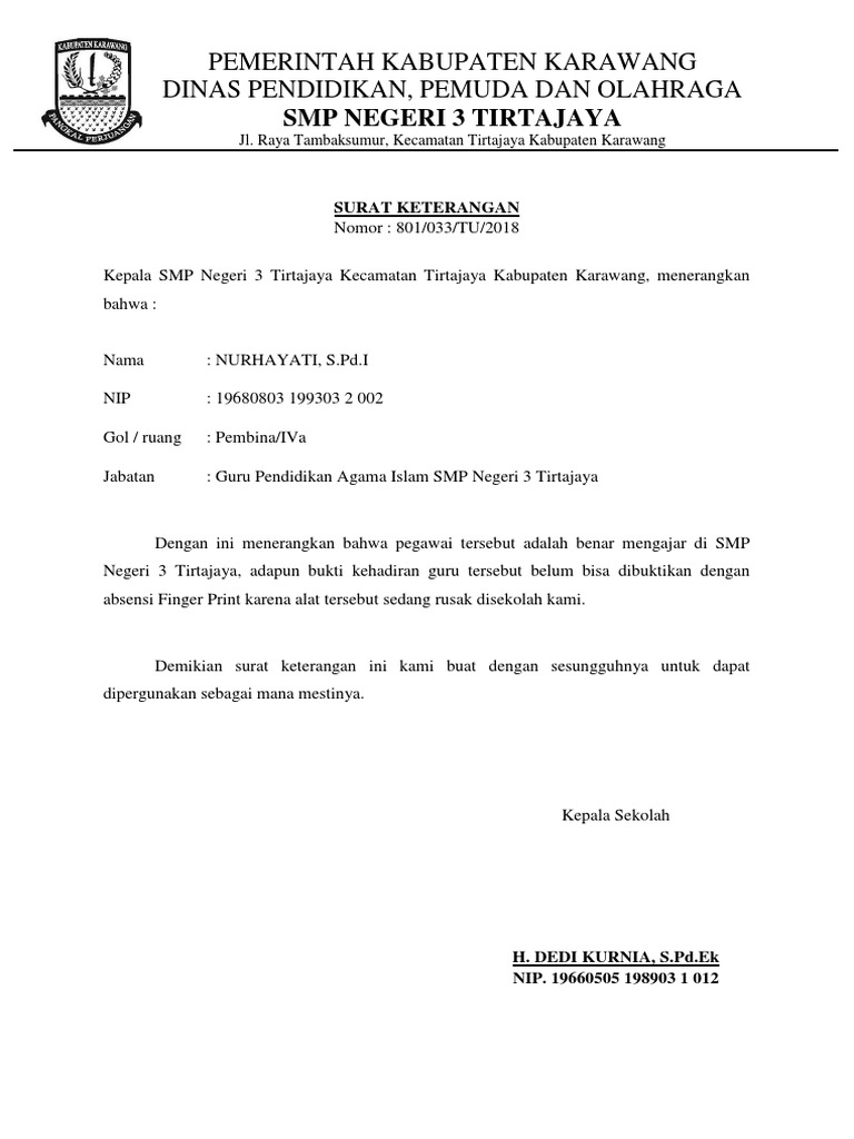 Surat Keterangan Finger Print Rusak | PDF