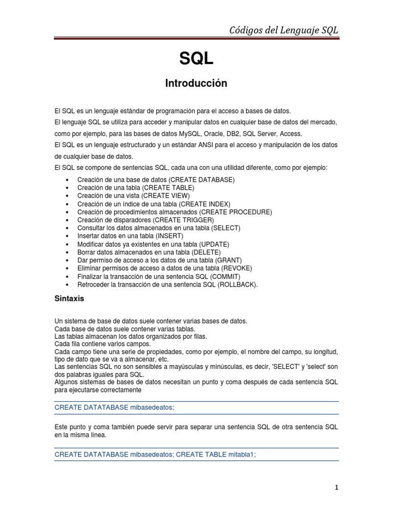 Comandos en SQL | PDF | SQL | Servidor SQL de Microsoft