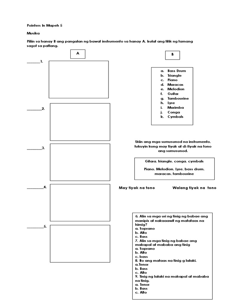 Pointers in Mapeh 5 | PDF