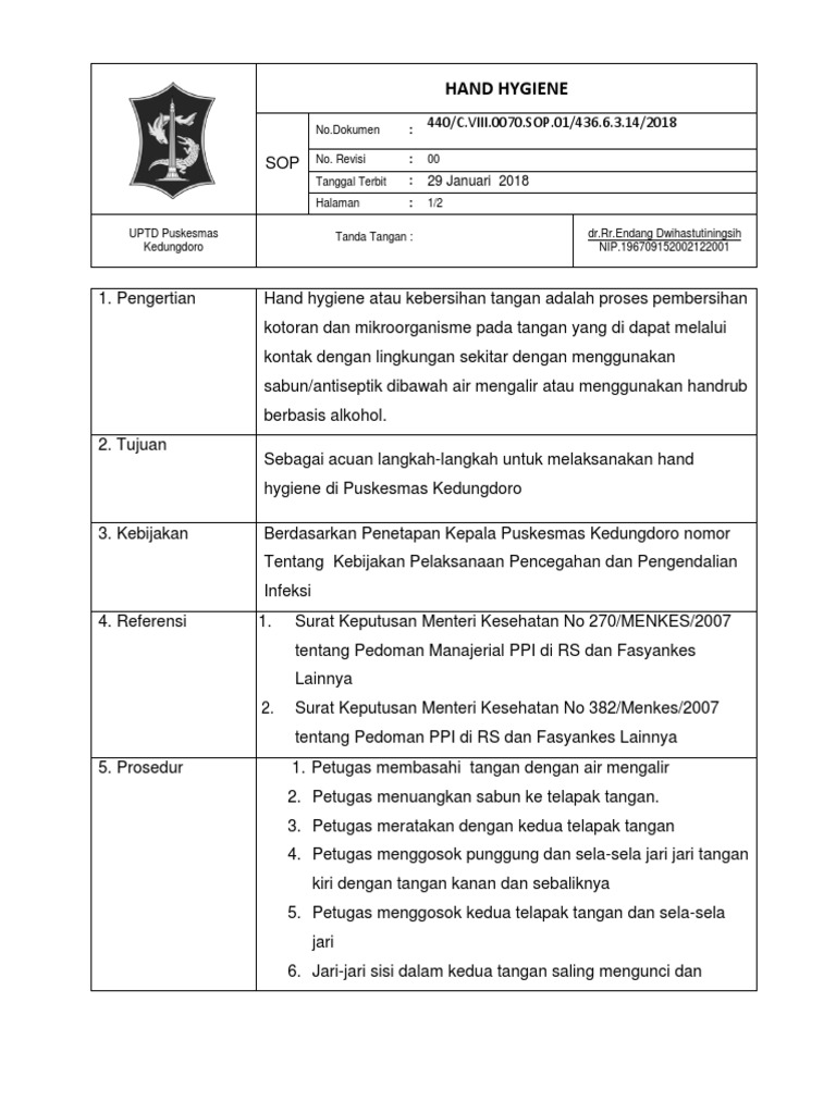 SOP Hand Hygiene | PDF