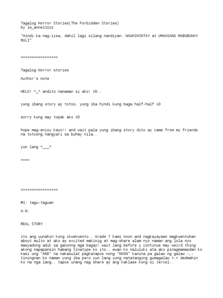 Tagalog Horror Stories (The Forbidden Stories) | PDF