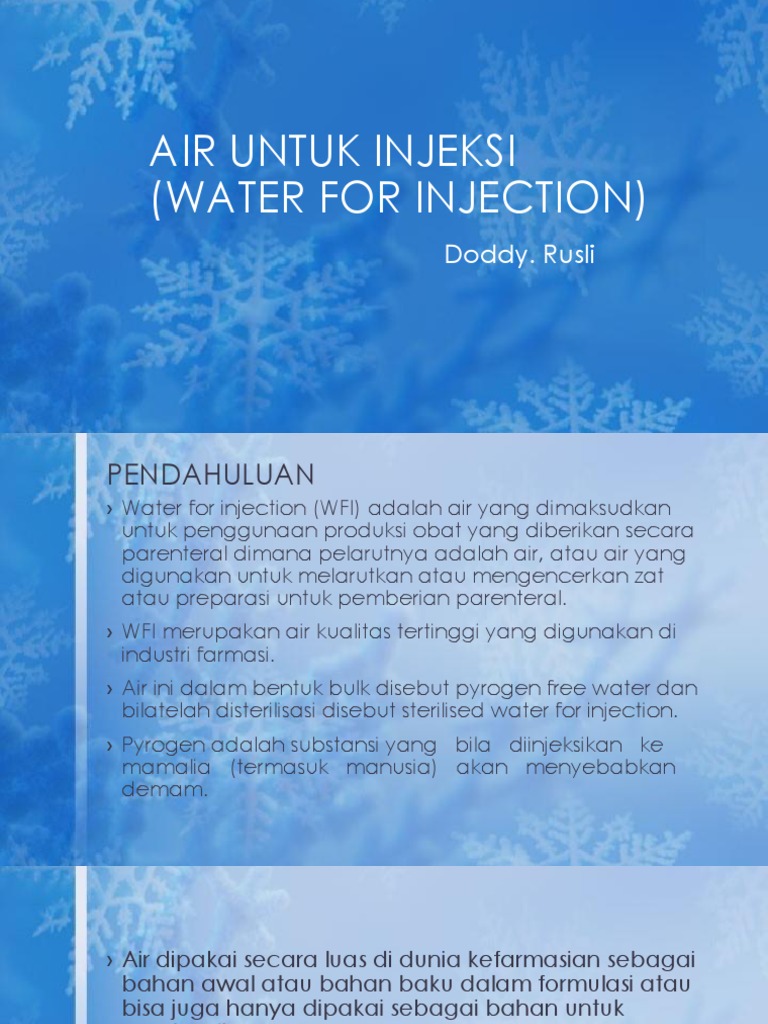 Kegunaan Water for Injection dalam Farmasi | PDF