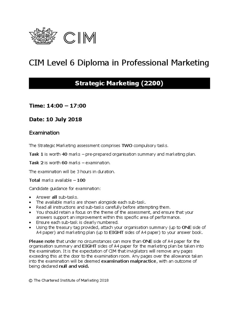 Sample CIM PAPER | PDF | Marketing Strategy | Marketing