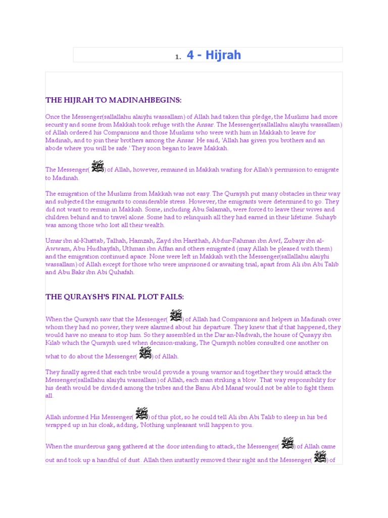 4 - Hijrah: The Hijrah To Madinahbegins | PDF | Ali | Life Of Muhammad