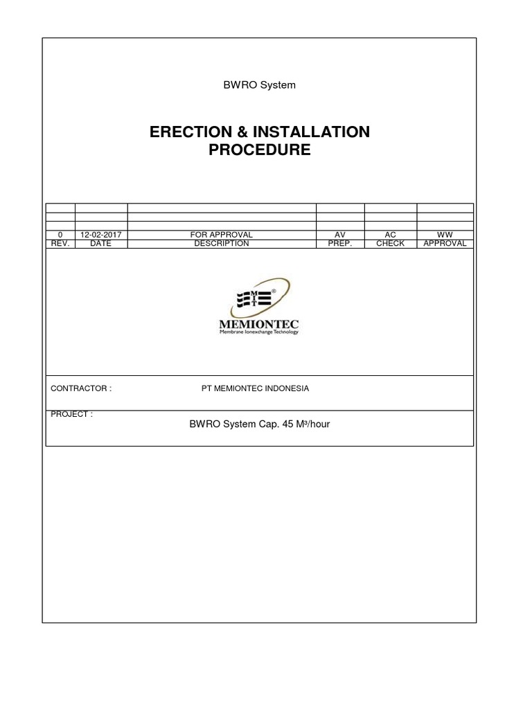 2018-01-15 Kasuari WTP Erection & Installation Procedure | PDF | Pipe (Fluid Conveyance) | Valve