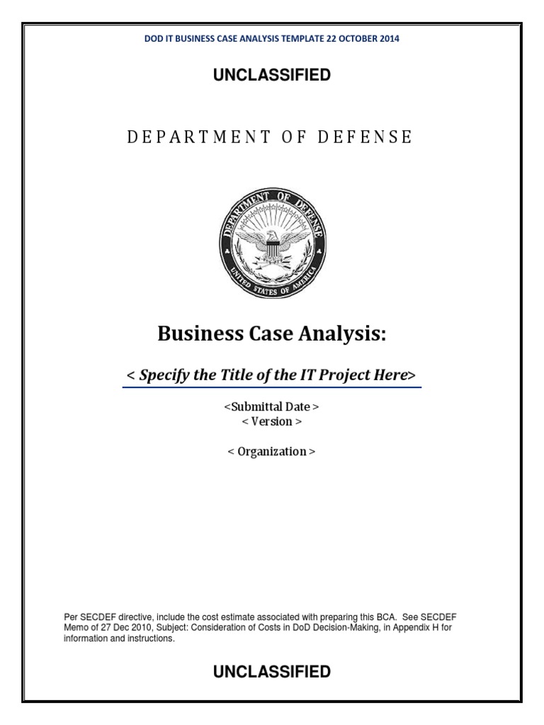 DOD IT Business Case Analysis Template | PDF | Risk Management | Net ...