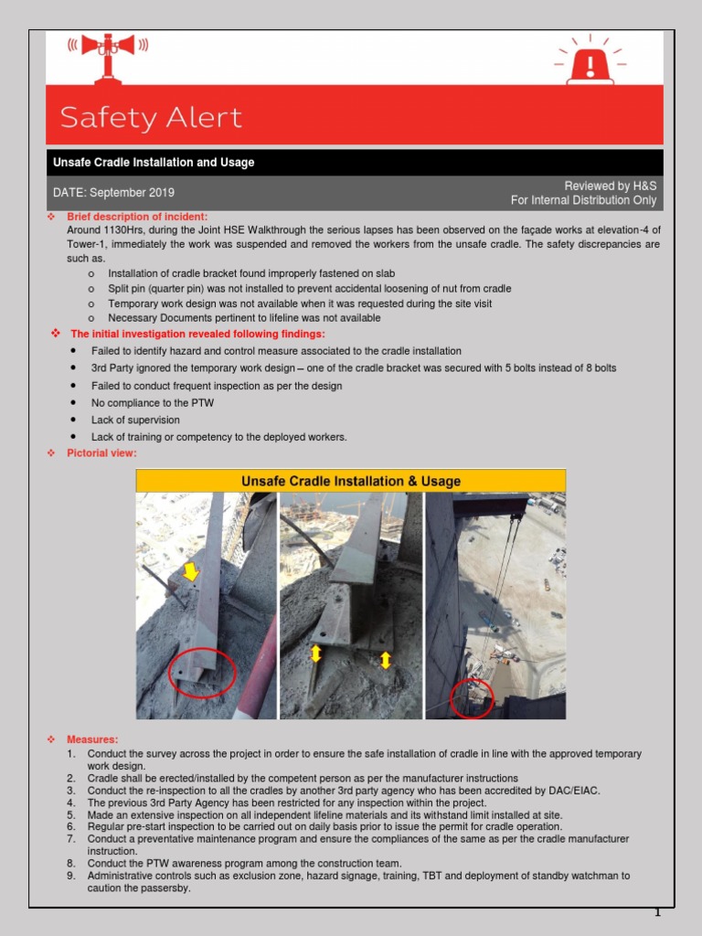 Safety Alert 260 - Unsafe Cradle Installation and Usage | PDF | Safety ...