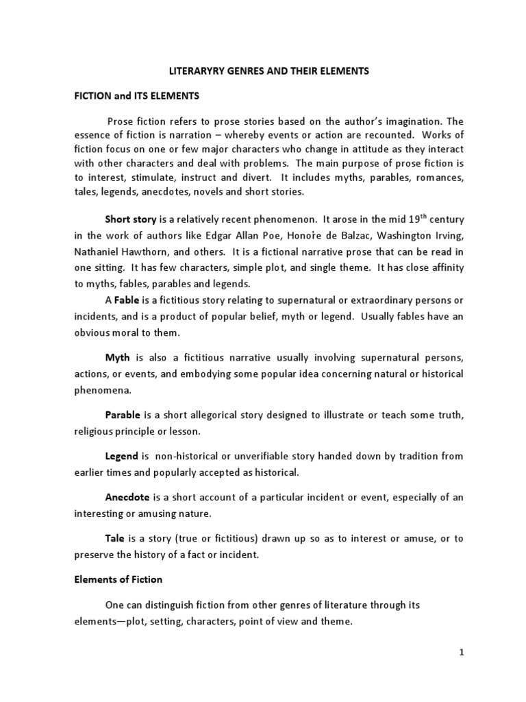 Elements of Fiction | PDF | Narration | Plot (Narrative)