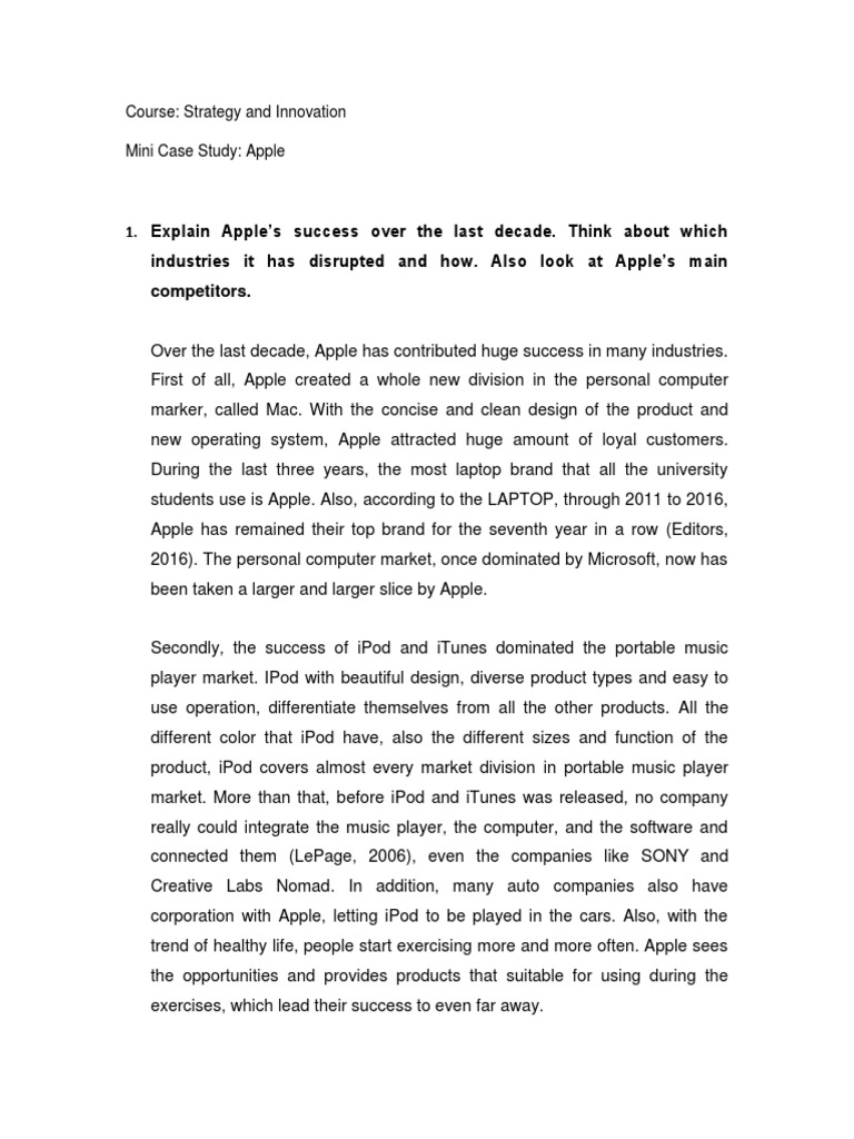 Apple's Success Through Industry Disruption and Sustained Innovation: A ...