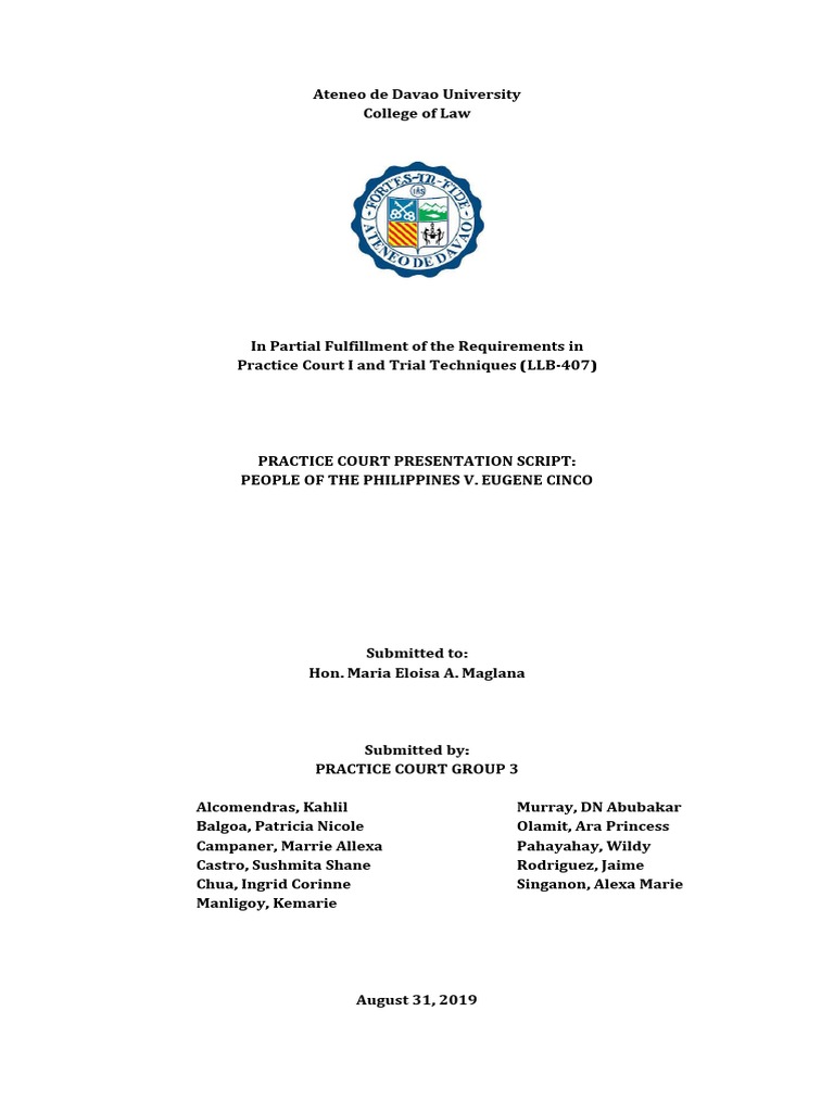 Script: Pre-Trial and Arraignment | PDF | Prosecutor | Arraignment