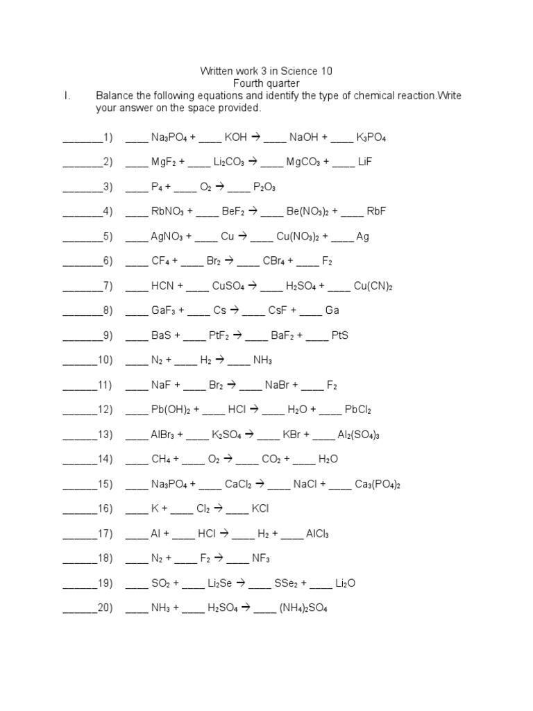 Balancing Chemical Reactions Guide | PDF