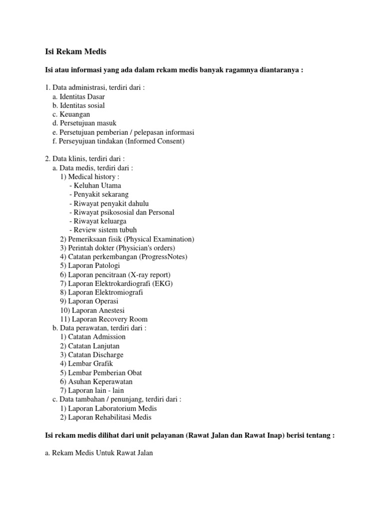 Panduan Lengkap Isi Rekam Medis | PDF