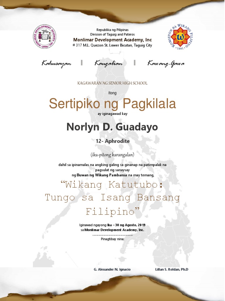 Buwan NG Wika Certificates Editable | PDF