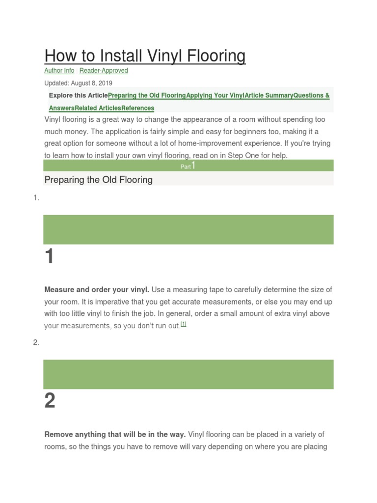 Vinyl Flooring Installation Guide | PDF | Flooring | Adhesive