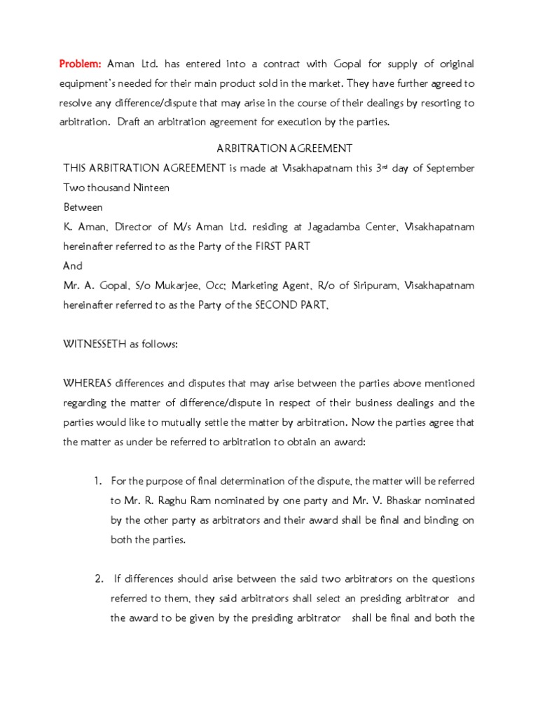 Arbitration Agreement | PDF | Arbitral Tribunal | Arbitration