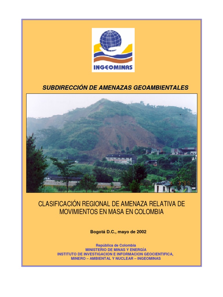 Clasificación regional de amenaza relativa de movimientos en masa en Colombia | PDF | Andes ...