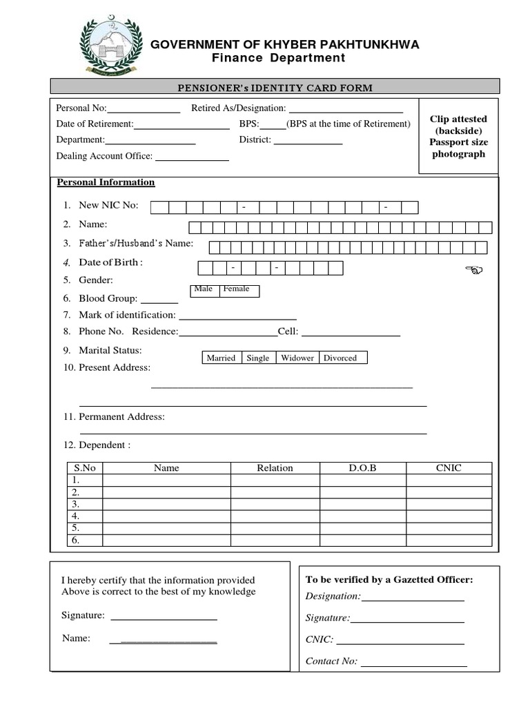 201908021564736453-Pensioner's Identity Card Form | PDF | Identity ...