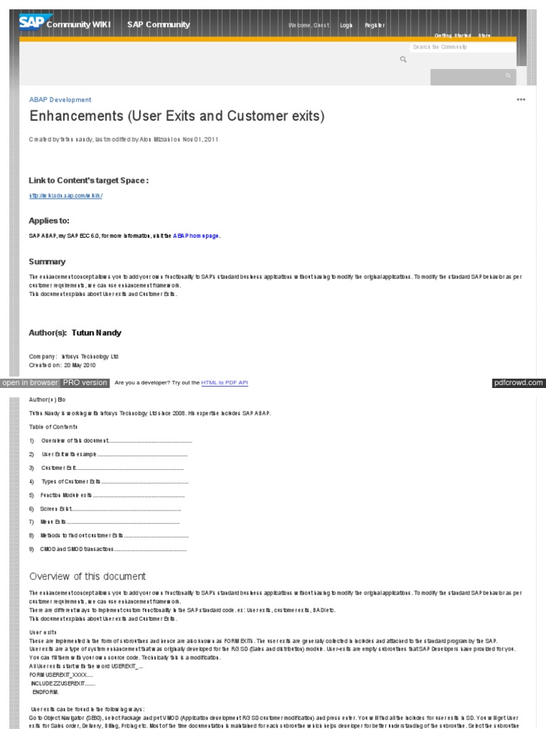 Enhancement Framework User Exit And Customer Exit Pdf Menu Computing Subroutine