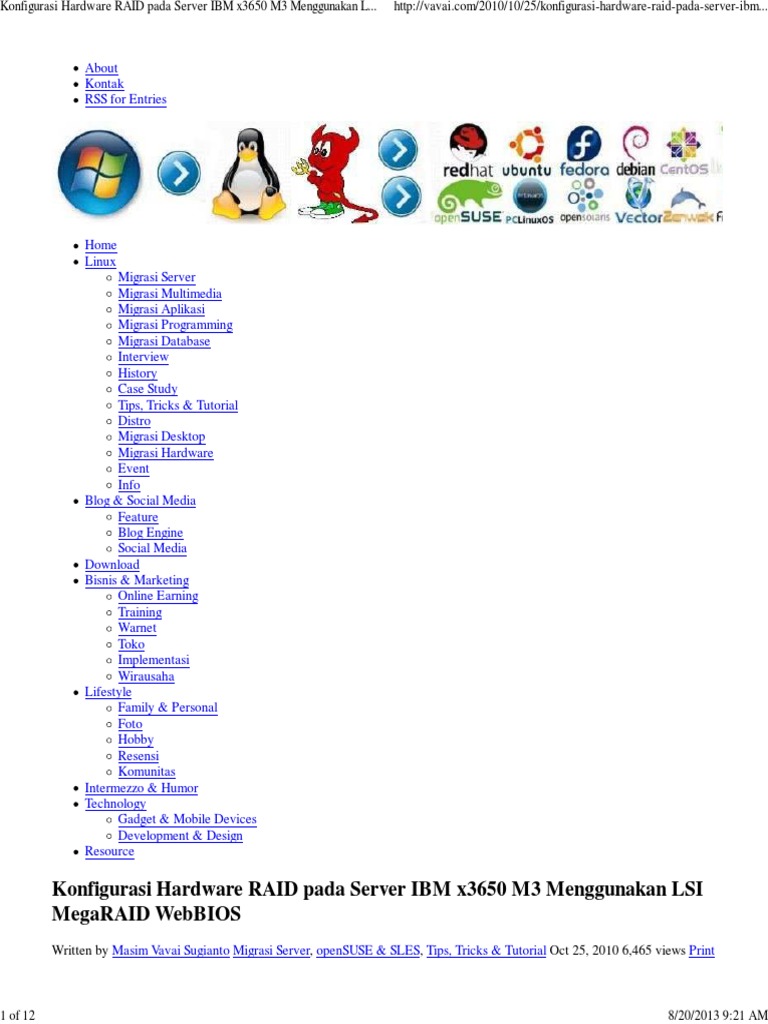 Konfigurasi Hardware RAID Pada Server IBM x3650 M3 Menggunakan LSI MegaRAID WebBIOS - Bisnis ...
