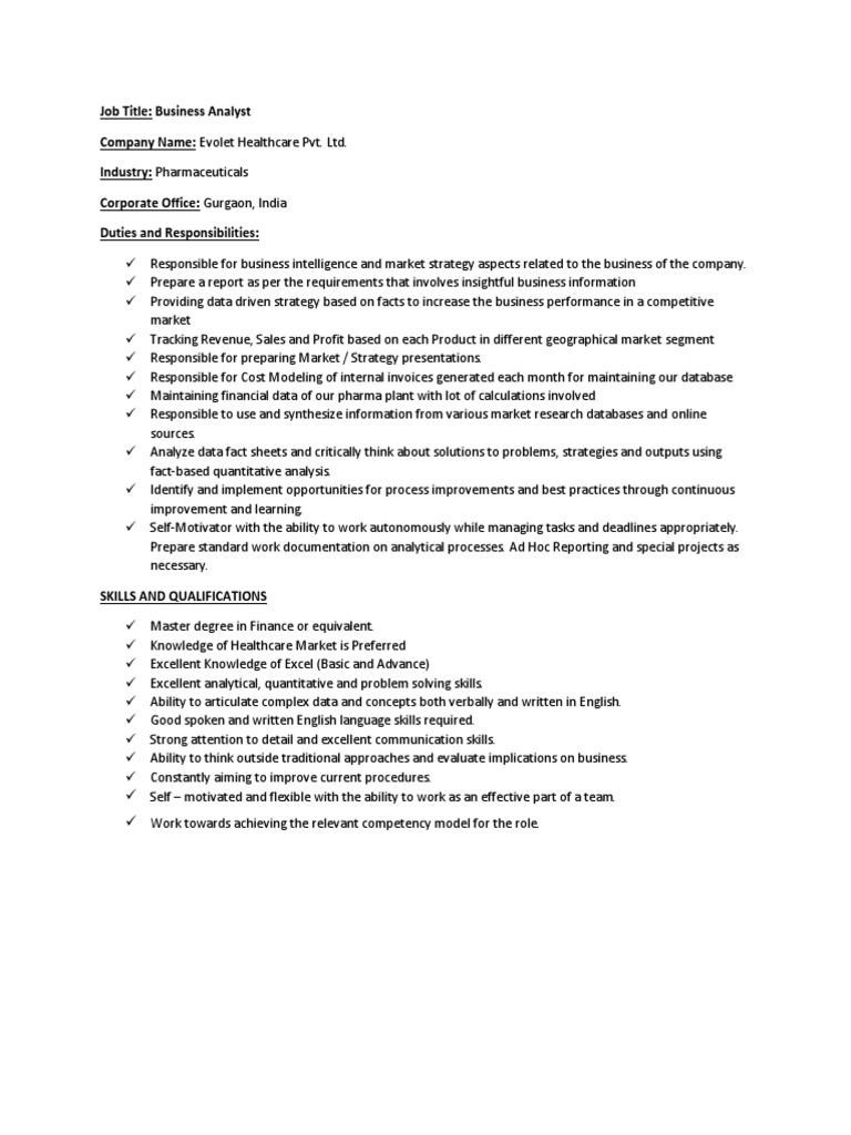 Jd Business Analyst Pdf