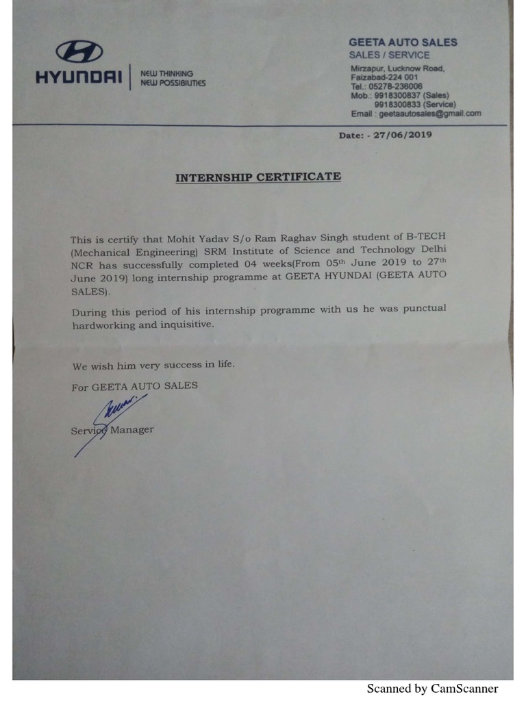 Certificate Hyundai | PDF