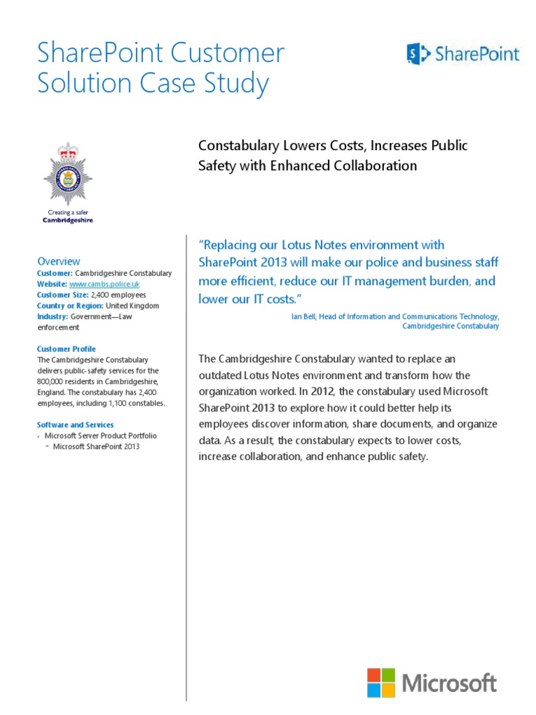 Sharepoint Customer Solution Case Study: Constabulary Lowers Costs, Increases Public Safety With ...