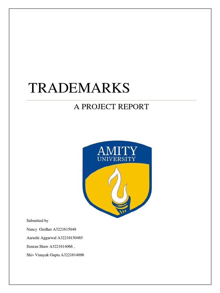 Trademarks: A Project Report | PDF | Trademark | Domain Name