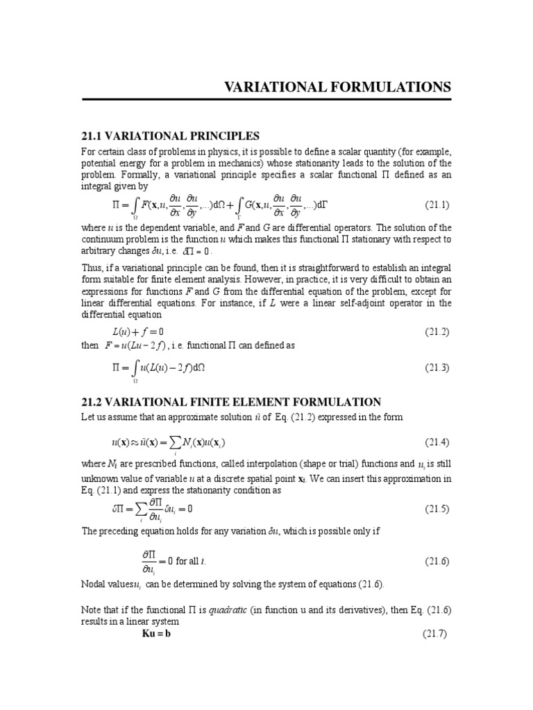 FEM Lecture2 | PDF | Calculus Of Variations | Finite Element Method