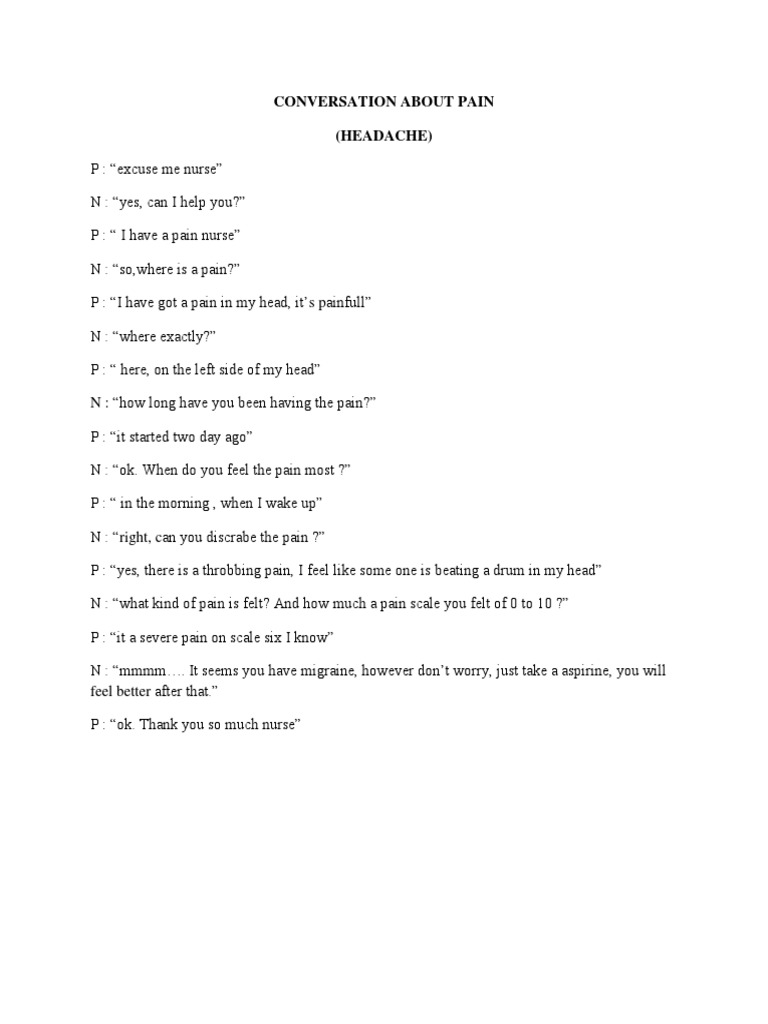 Patient Conversations on Head and Stomach Pain | PDF | Self-Improvement ...