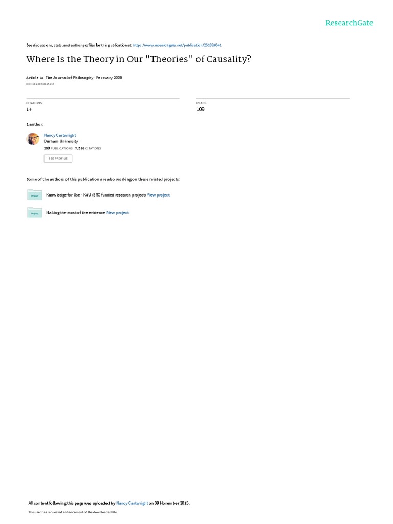 Where Is The Theory in Our "Theories" of Causality? | PDF | Causality | Prediction