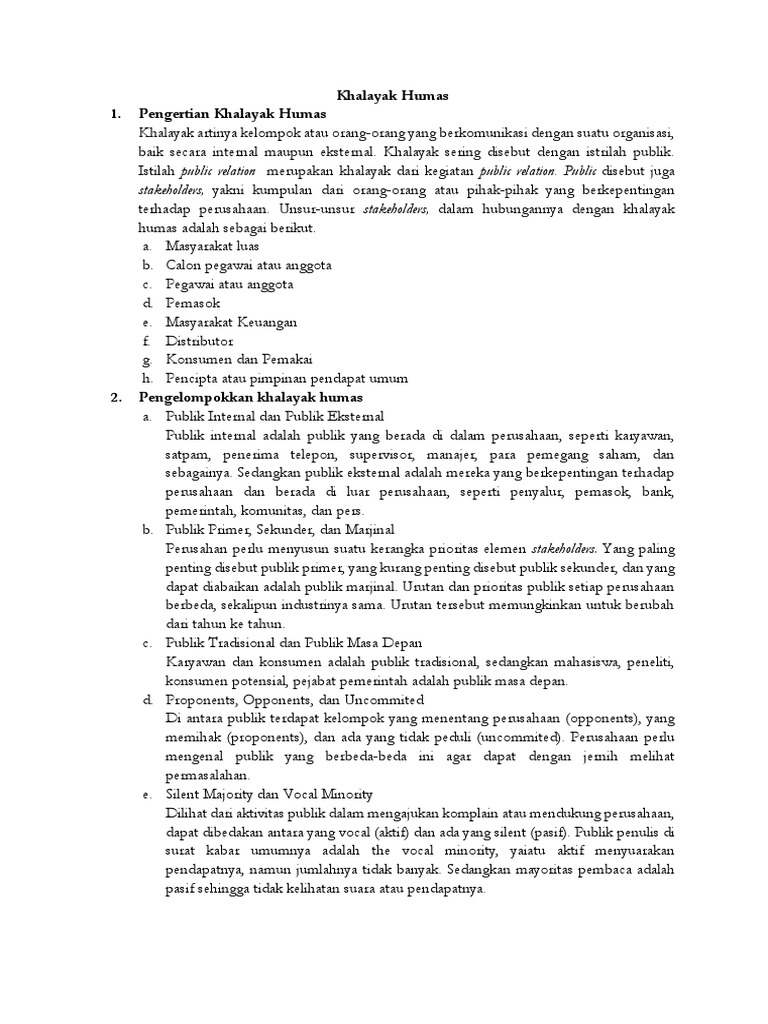 Khalayak Humas | PDF | Bisnis | Ilmu Sosial