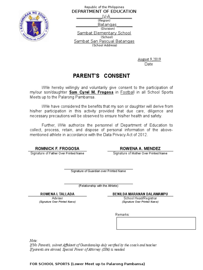 2020 Parents Consent | PDF | Legal Guardian | Parent