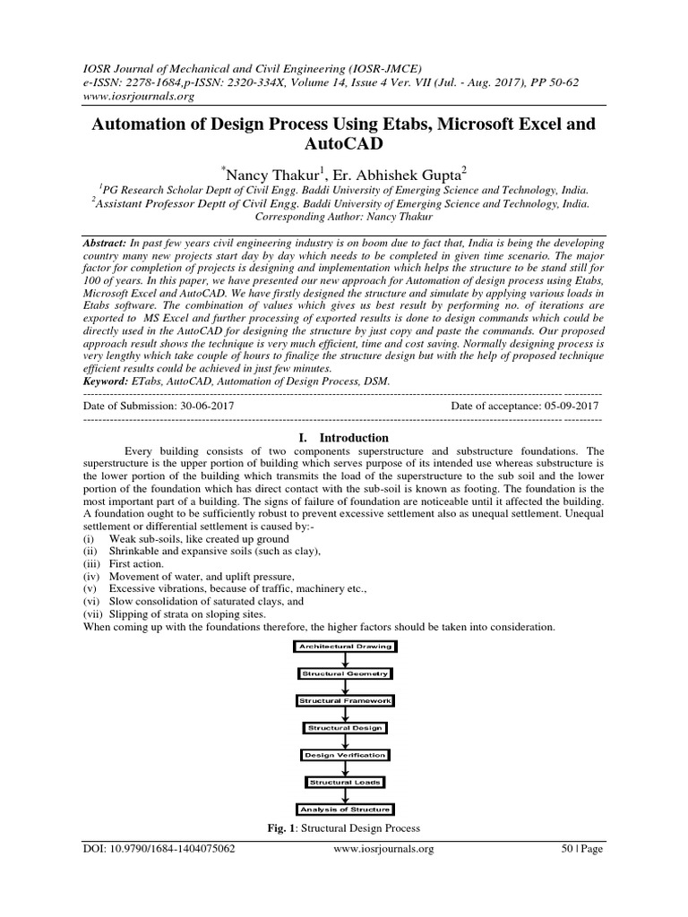 Automation of Design Process Using Etabs, Microsoft Excel and AutoCAD | Download Free PDF ...