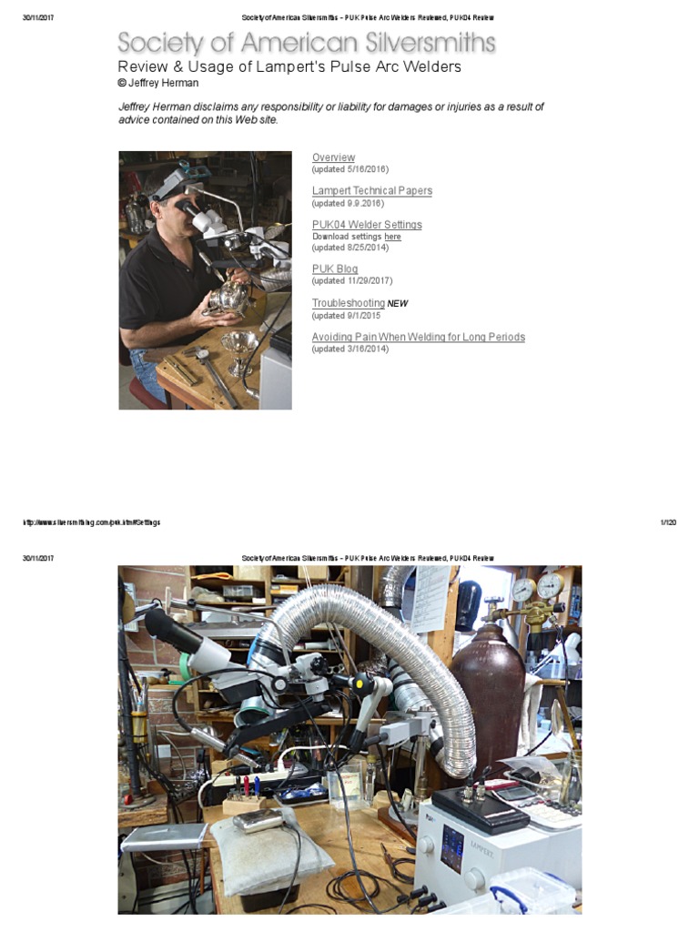 Society of American Silversmiths - PUK Pulse Arc Welders Reviewed ...