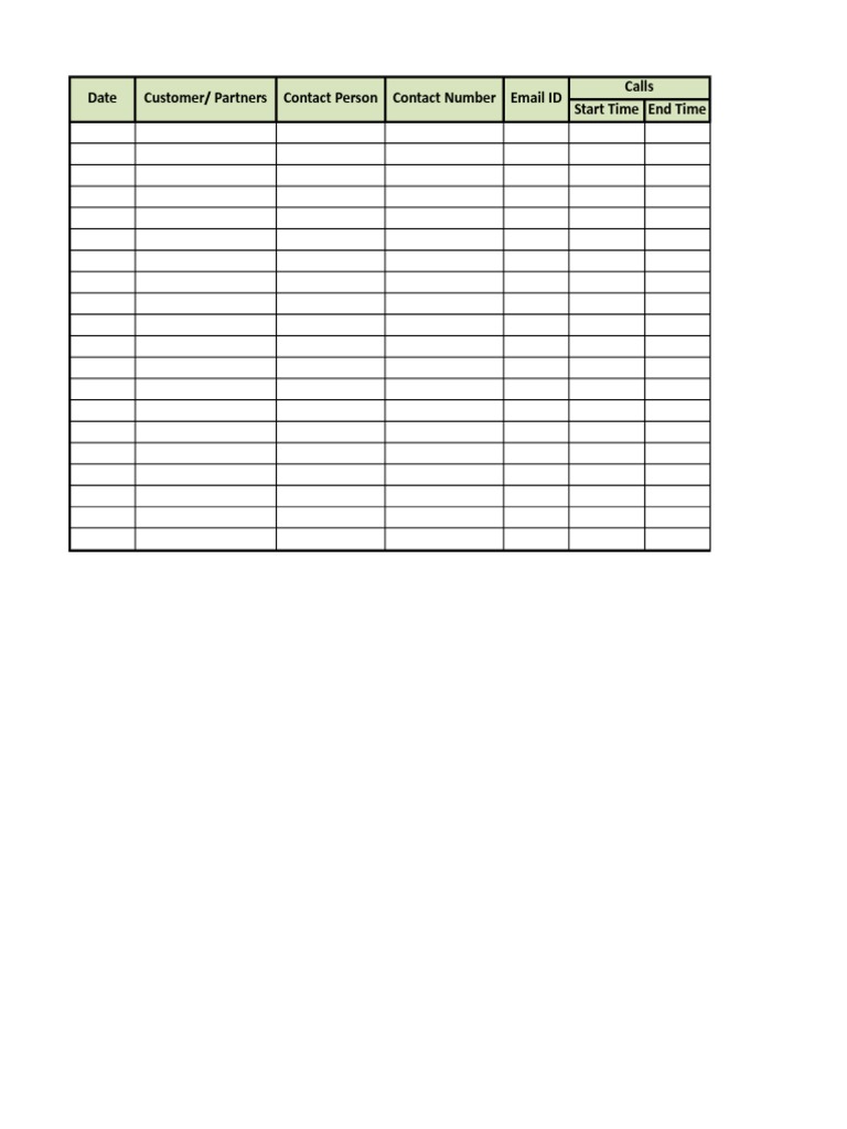 Call Log and Attempt Tracker | PDF