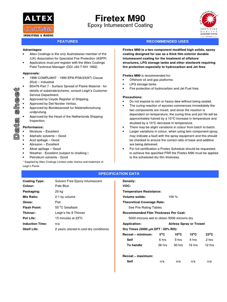 Firetex M90: Epoxy Intumescent Coating | Download Free PDF | Epoxy | Paint