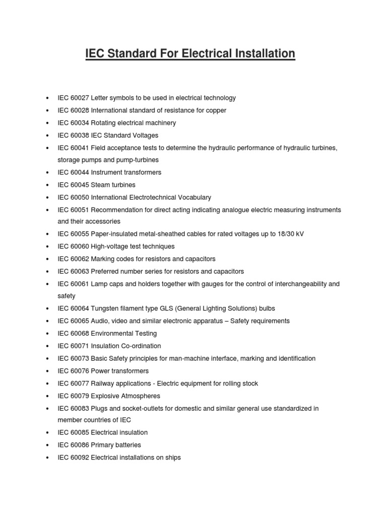 IEC Standard For Electrical Installation | PDF | Photovoltaics ...