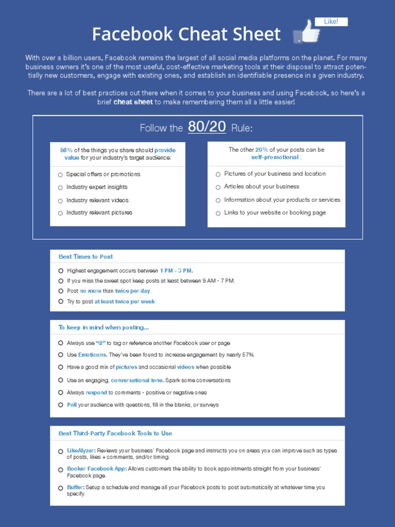 Facebook Cheat Sheet: Follow The Rule | Download Free PDF | Facebook ...