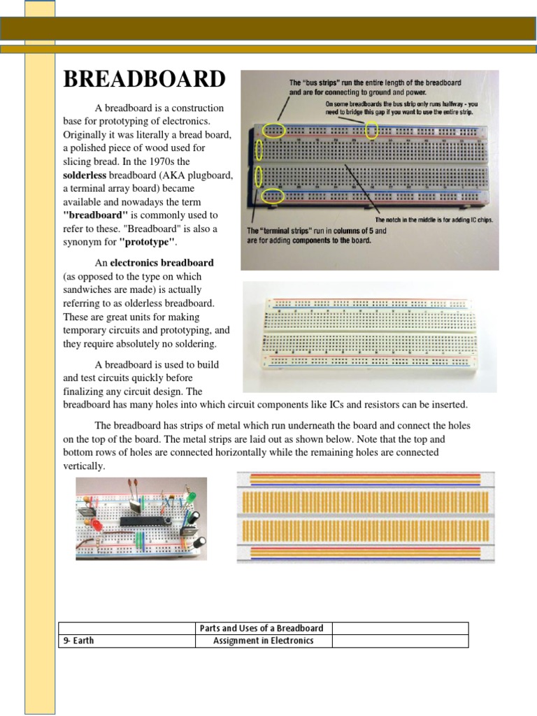 Breadboard: Solderless Breadboard (AKA Plugboard | PDF