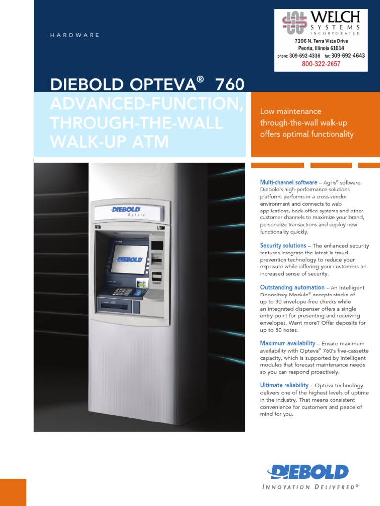 Diebold Opteva 760 Advanced-Function, Through-The-Wall Walk-Up Atm ...