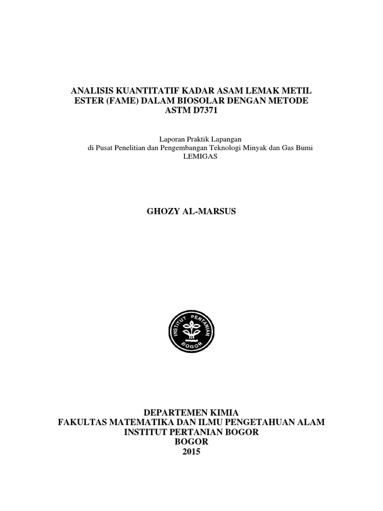 Analisis FAME dalam Biosolar ASTM D7371 | PDF