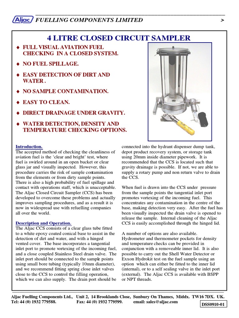 4 Litre Closed Circuit Sampler | PDF | Valve | Carbon Capture And Storage