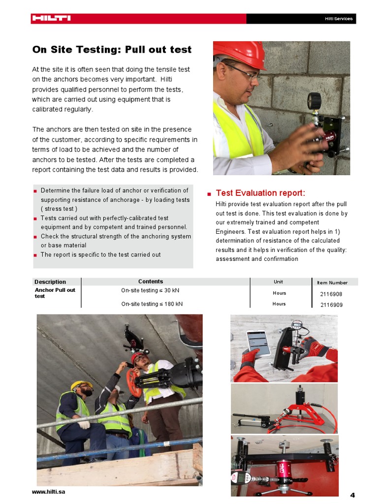 Tensile Pull Out Test by HILTI | PDF | Home & Garden | Technology ...