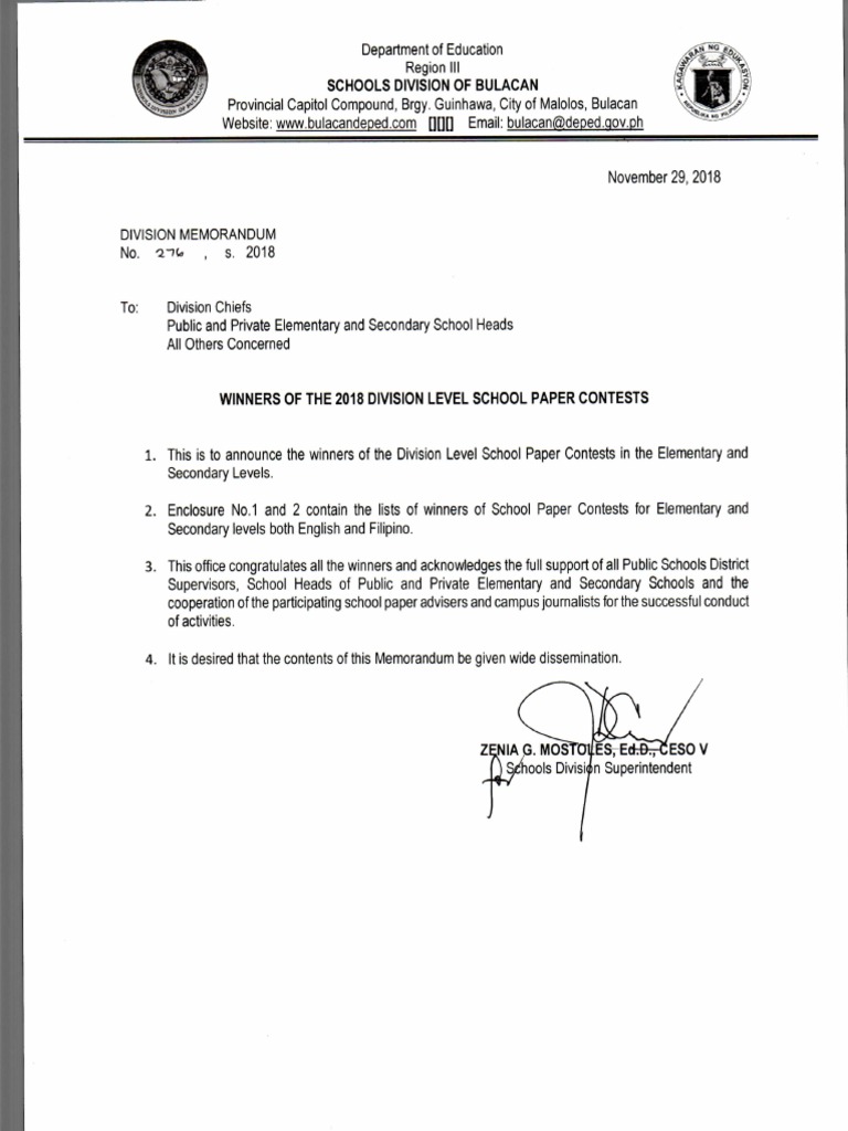 Div Memo 276 S 2018 | PDF