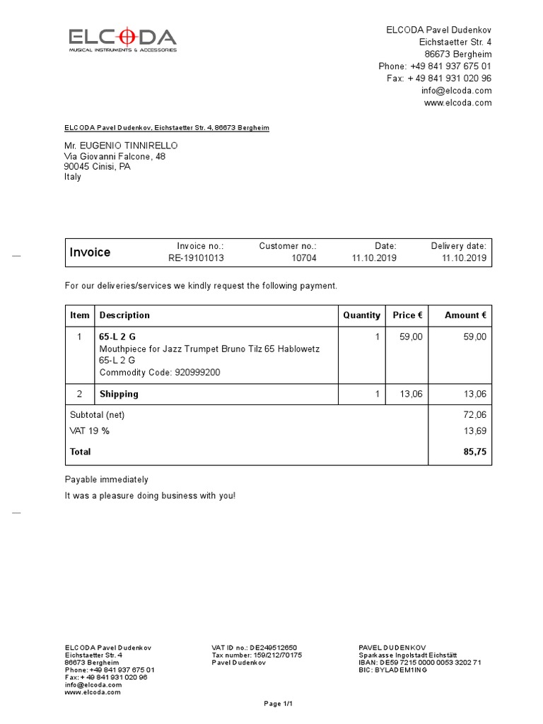 Invoice: Item Description Quantity Price Amount 65-L 2 G | PDF | Public ...
