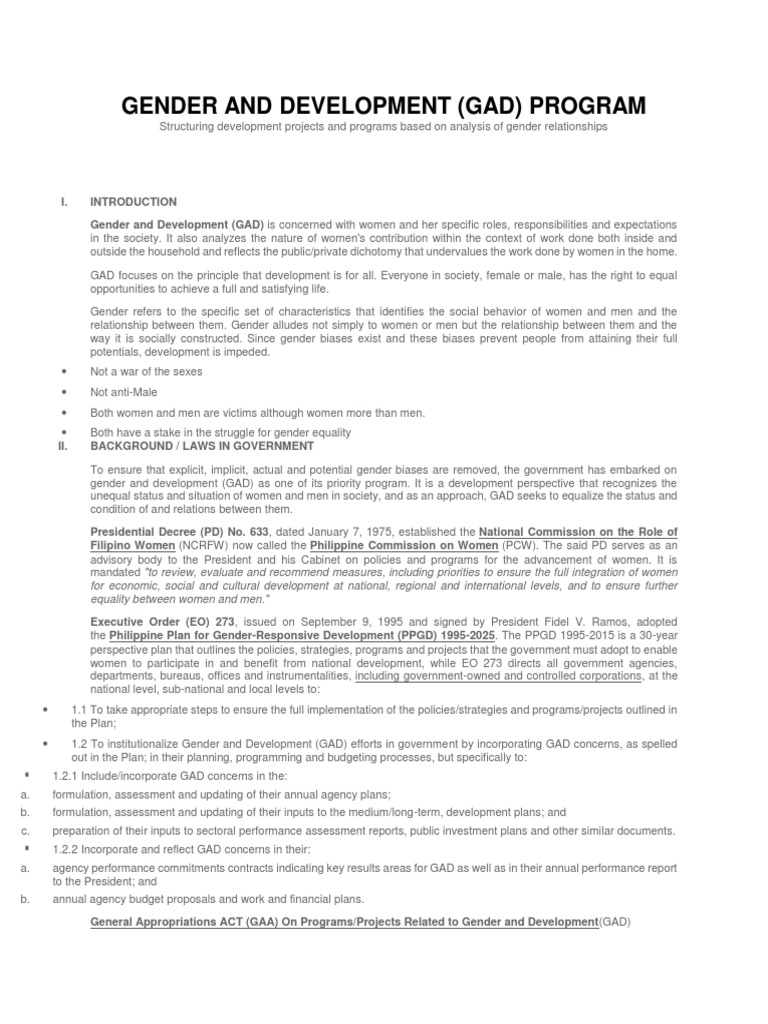 Gender and Development (Gad) Program | PDF | Gender And Development ...