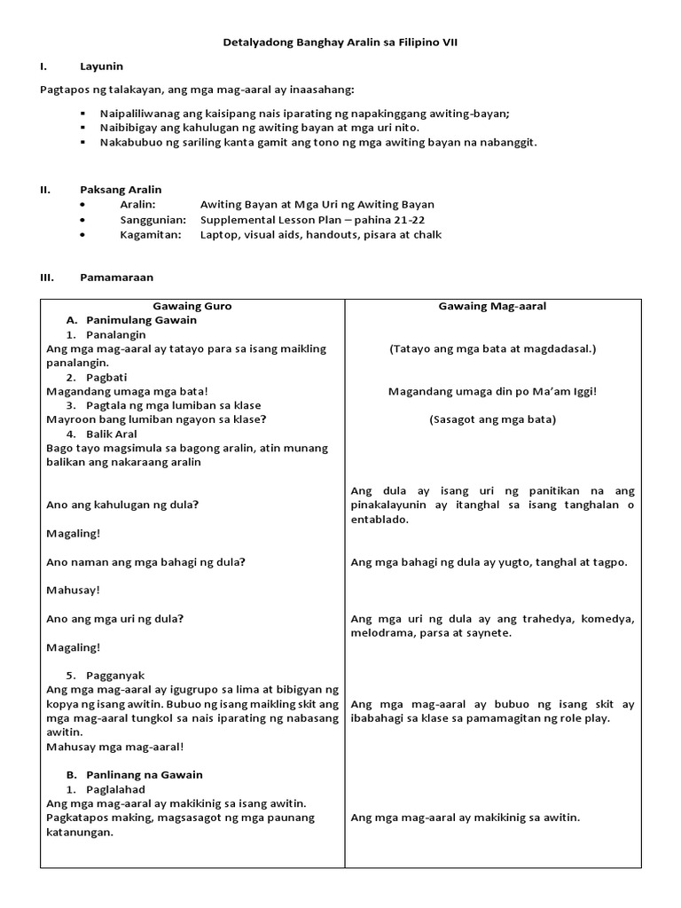 Awiting Bayan DLP | PDF